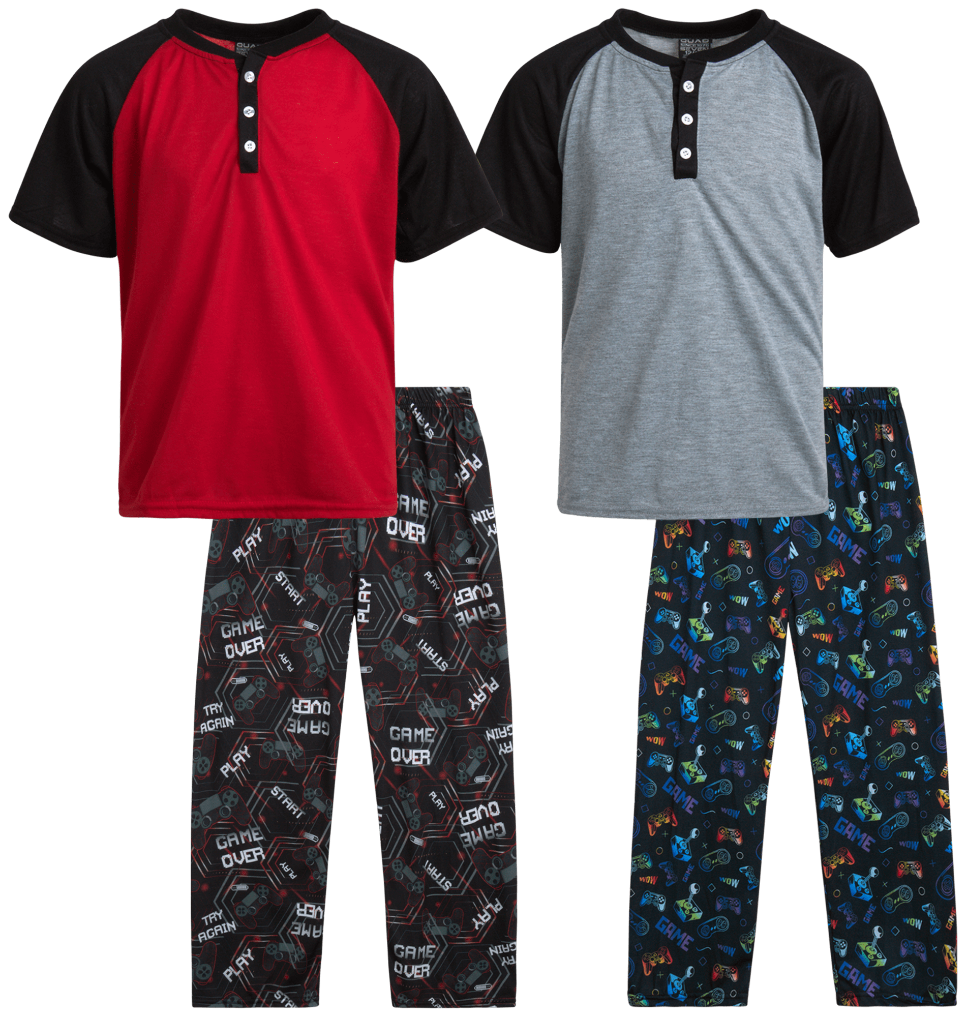 Quad Seven Boys' Stylish Pajama Set: Henley T-Shirt & Pants (8-18 ...