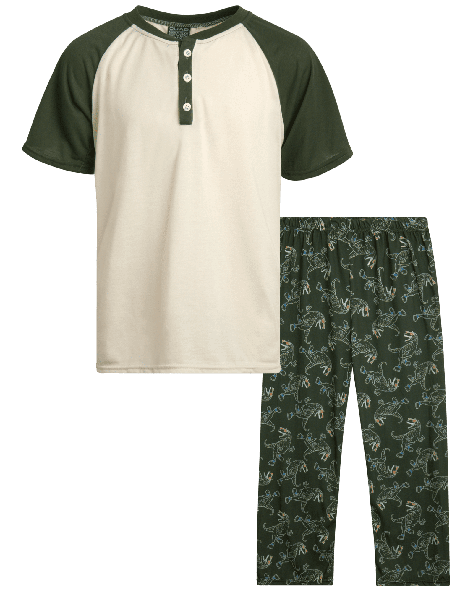 Quad Seven Boys' Pajama Set - 2 Piece or 4 Piece Short Sleeve Henley T-Shirt and Pajama Pants (8 ...