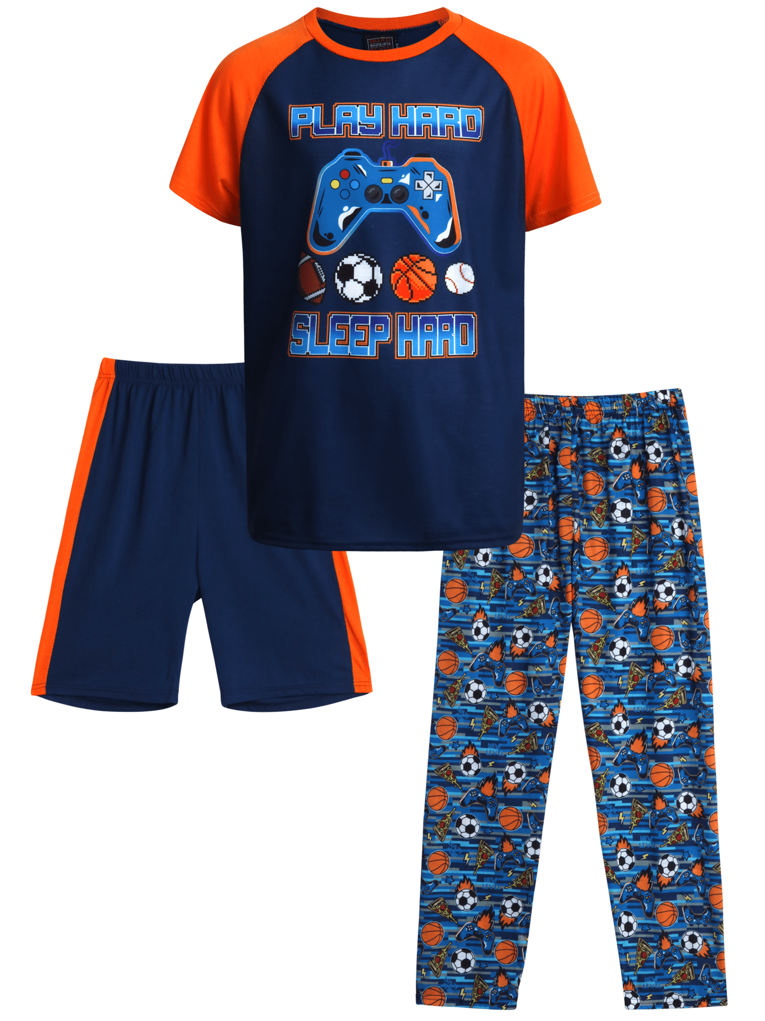 Quad Seven Kids' Clothes - Boys' 3 Piece Pajama Set with Sleep Shirt ...
