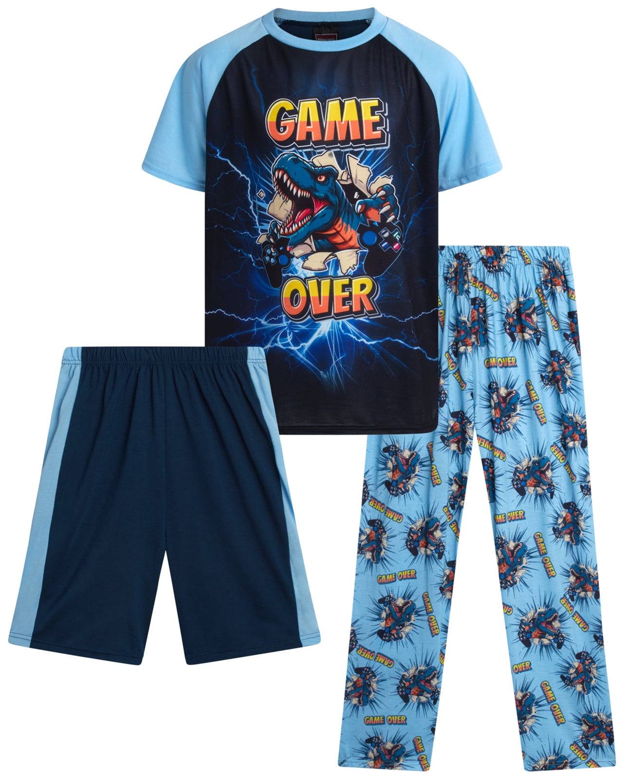 Quad Seven Boys' Pajama Set, 3 Piece Sleep Shirt, Pajama Pants, Lounge ...