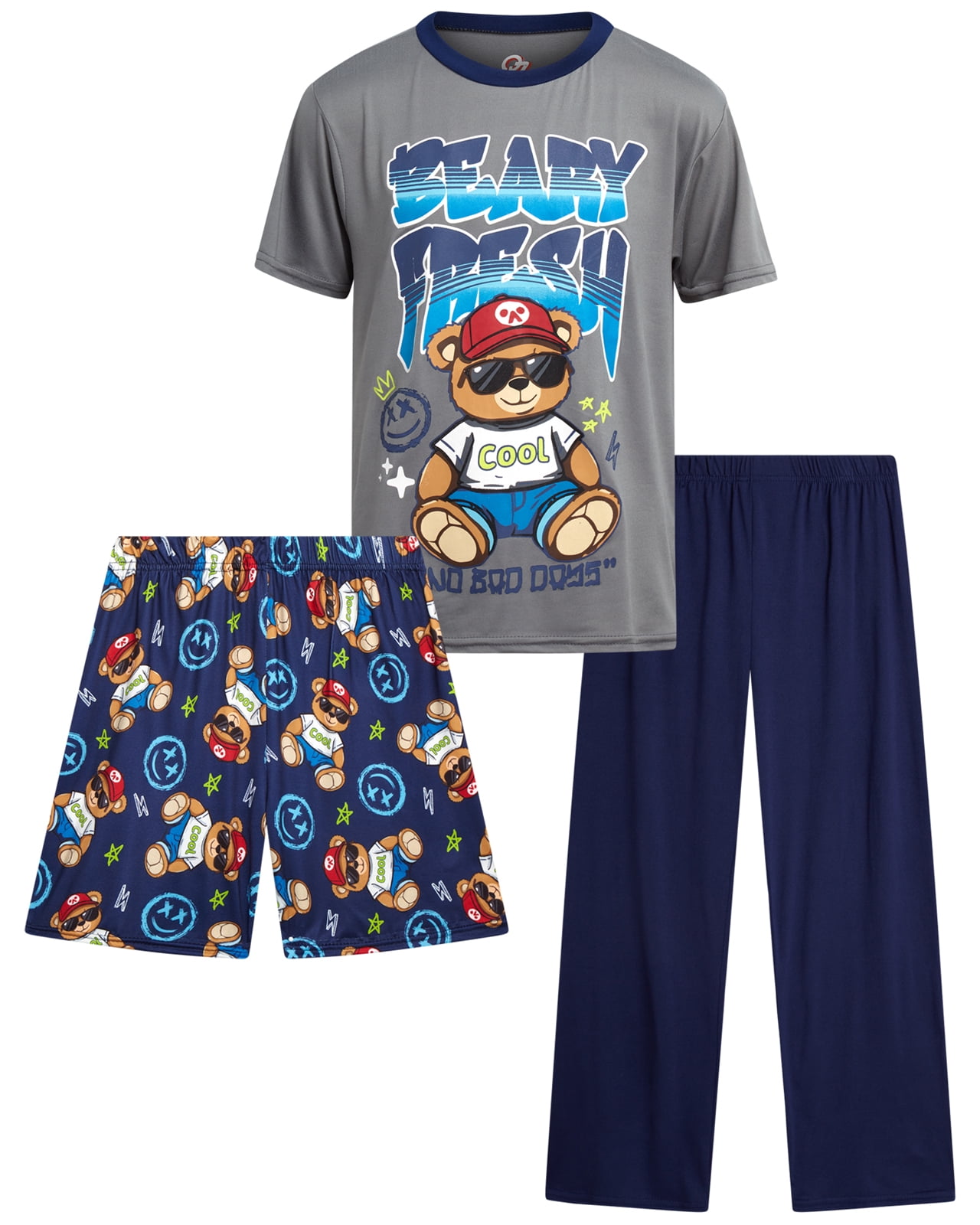 Quad Seven Boys Pajama Set Breathable Graphic Sleep Shirt, Pajama Pants ...