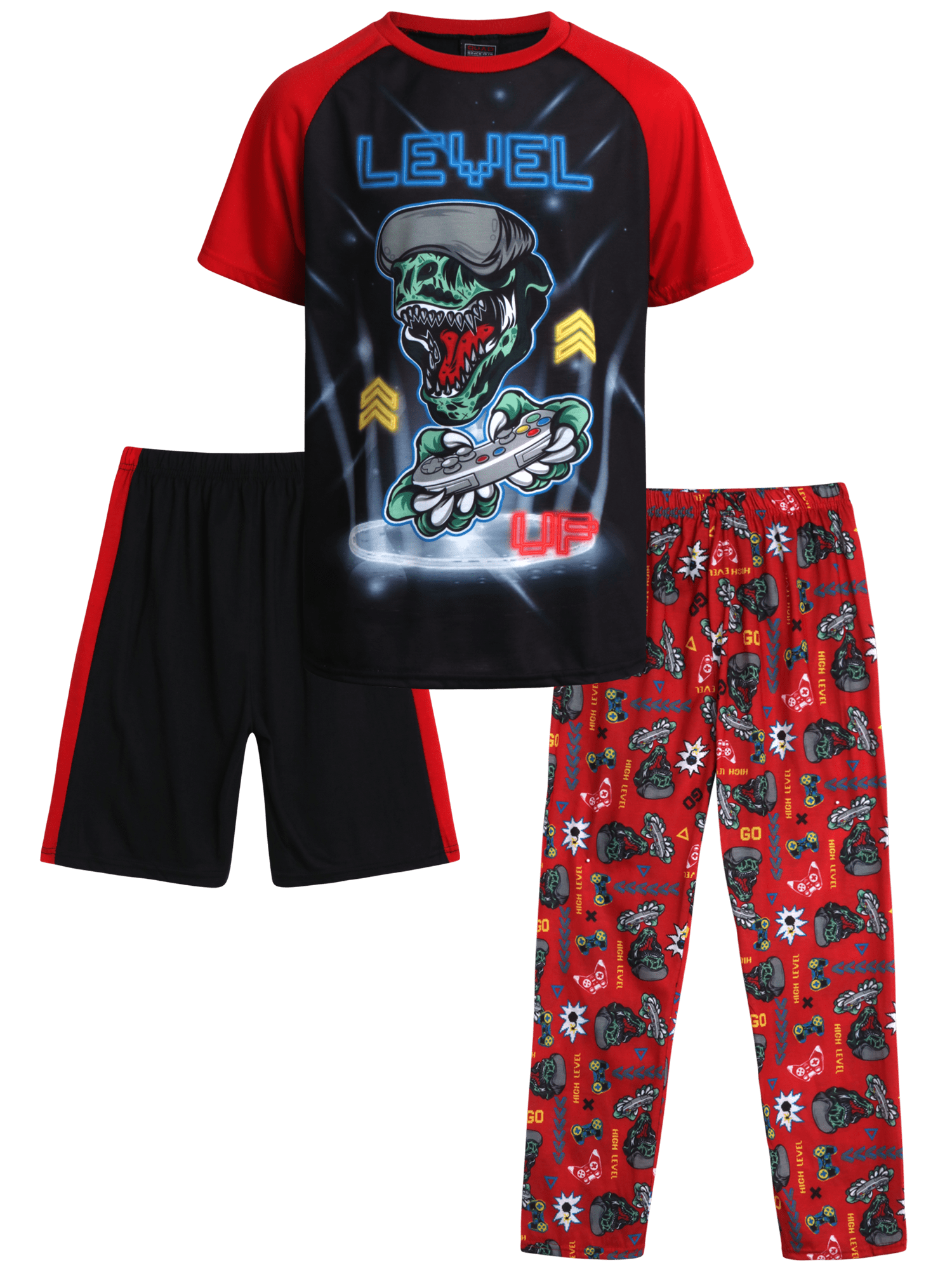 Quad Seven Little Boys' Pajama Set - 3 Piece PJ Set with Sleep Shirt ...