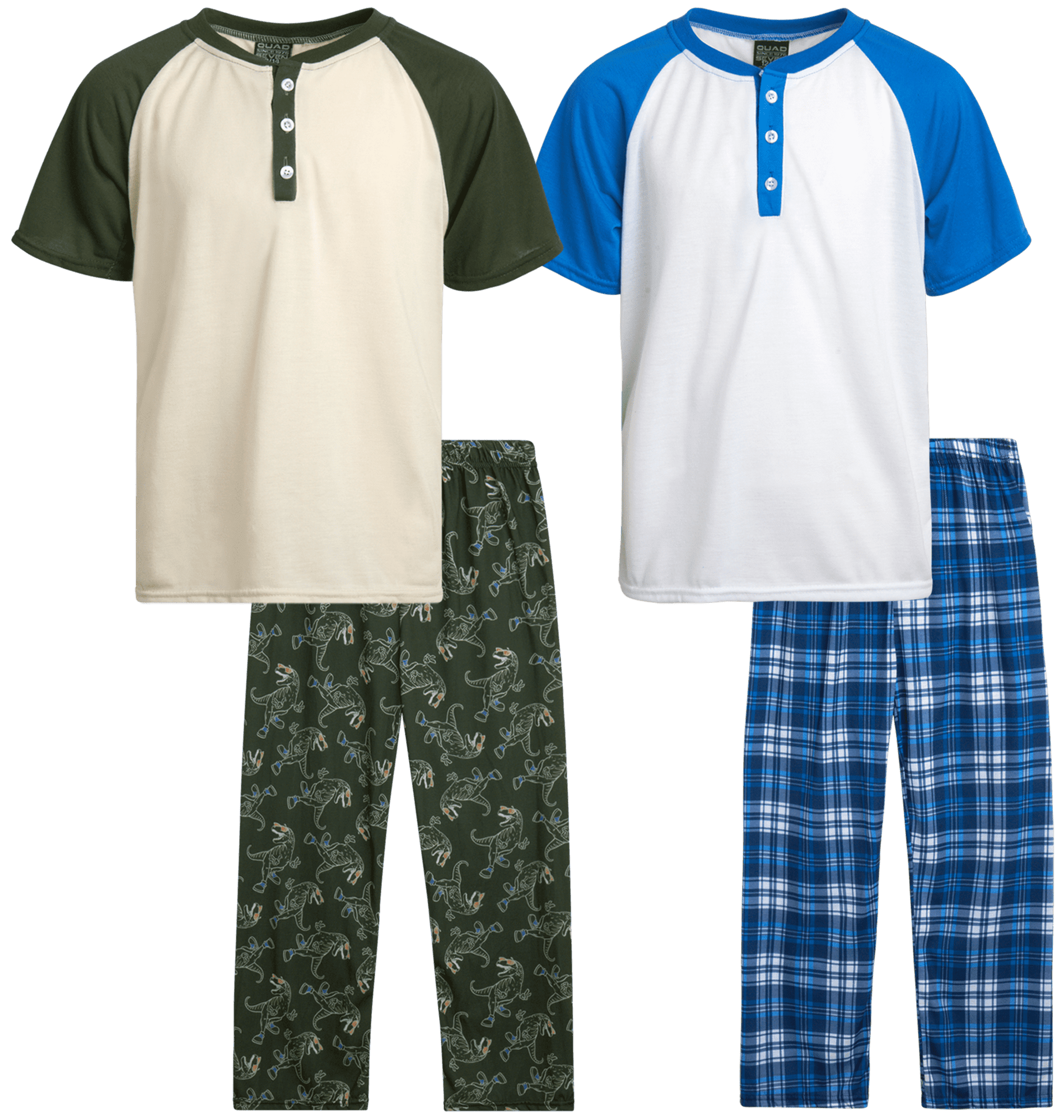 Quad Seven Boys Pajamas Set - 2 Piece Henley Sleep Shirt PJ Boys Pajama ...