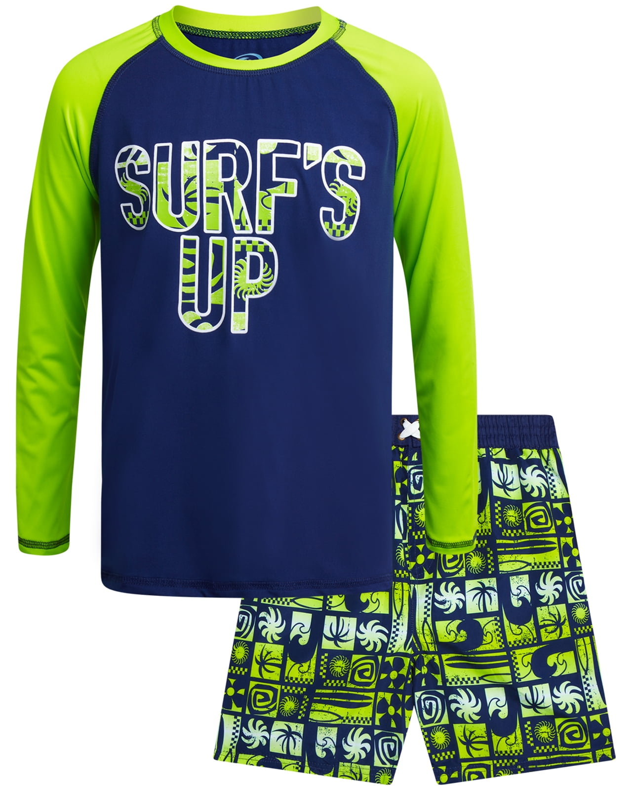 Quad Seven Boys' Rash Guard Set, 2-Piece Long Sleeve UV Shirt and Swim ...