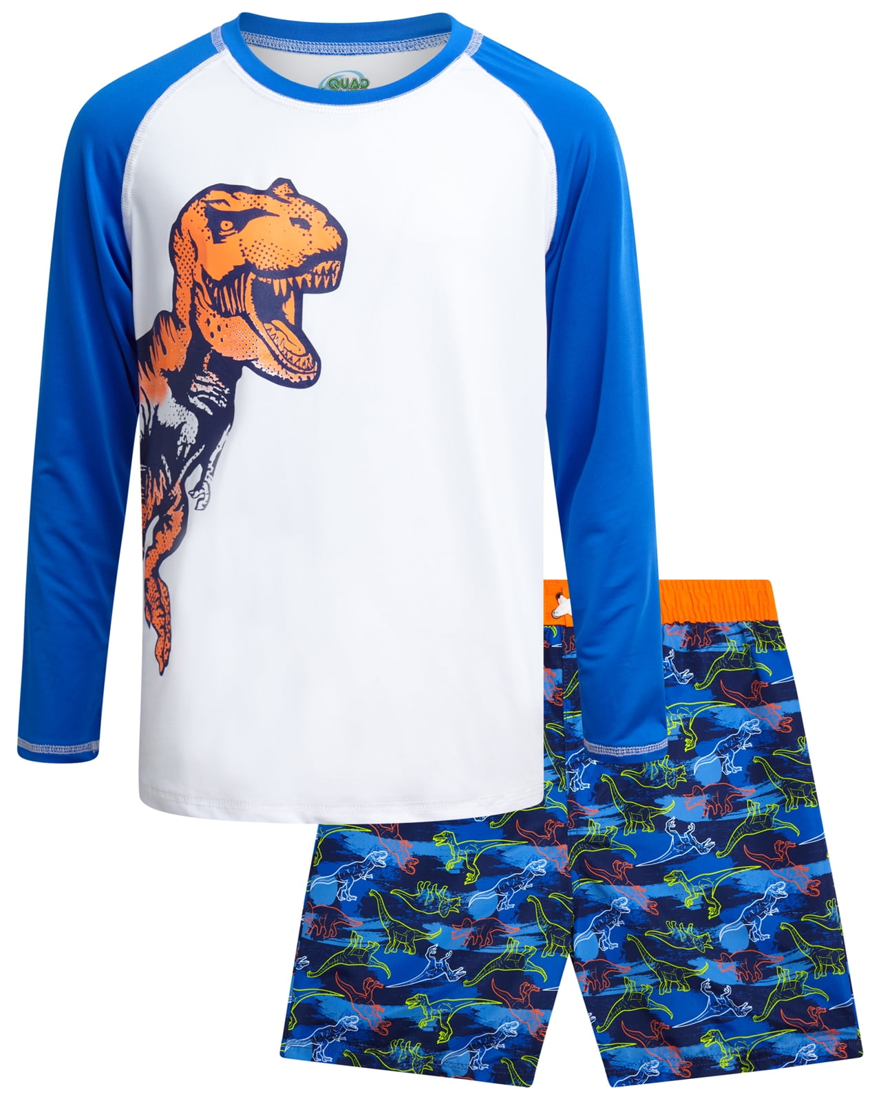 Quad Seven Boys' Rash Guard Set - 2 Piece Long Sleeve Rash Guard & Swim ...