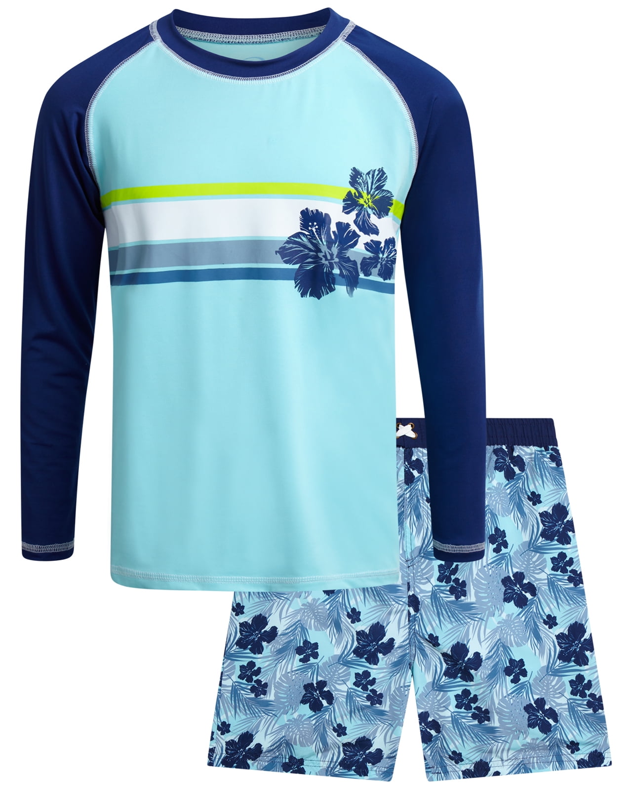 Quad Seven Boys' Rash Guard Set, 2-Piece Long Sleeve Rash Guard and ...