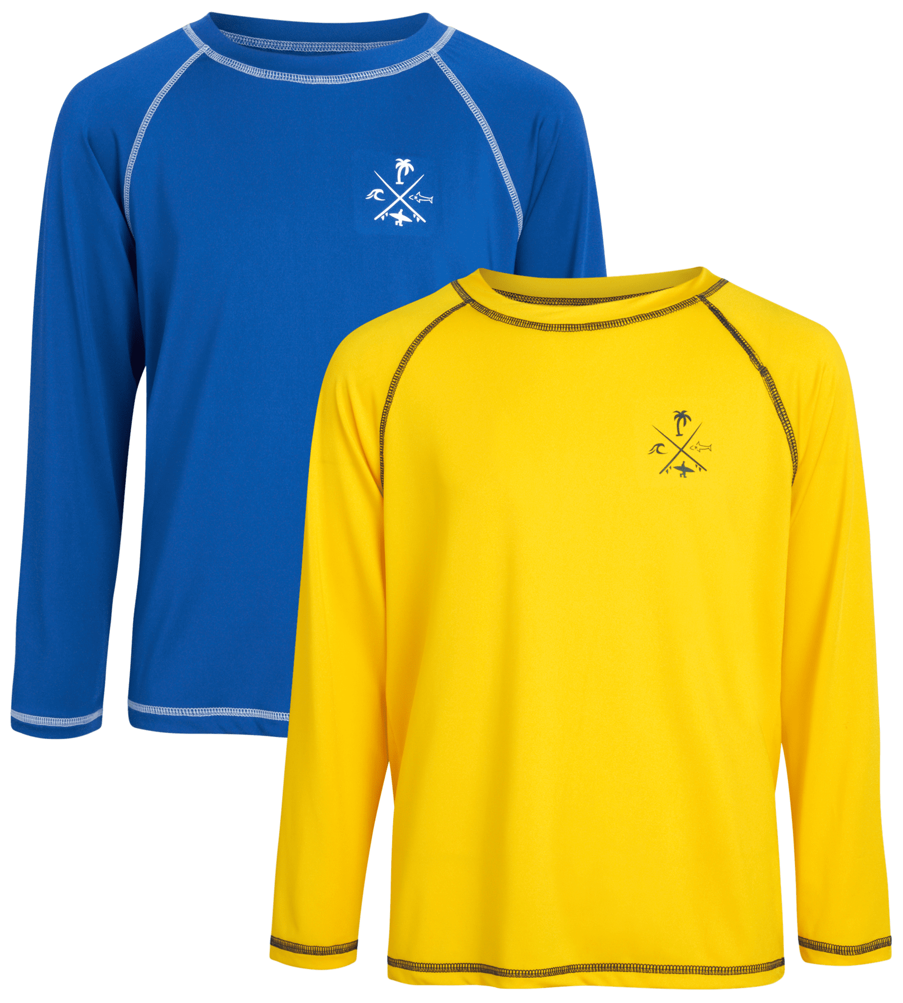 Quad Seven Boys' Rashguard Set - 2 Pack Long Sleeve Swimwear Tops (Size ...