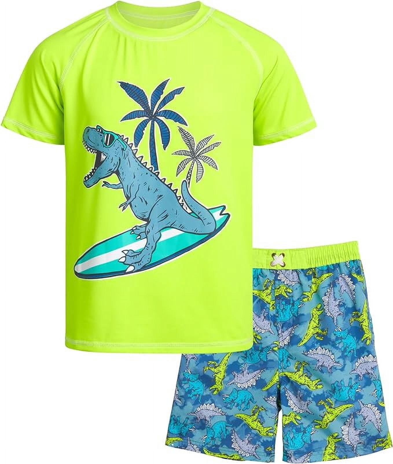 Quad Seven Rashguard Swimwear Set for Kids: Short Sleeve Swim Shirt and ...