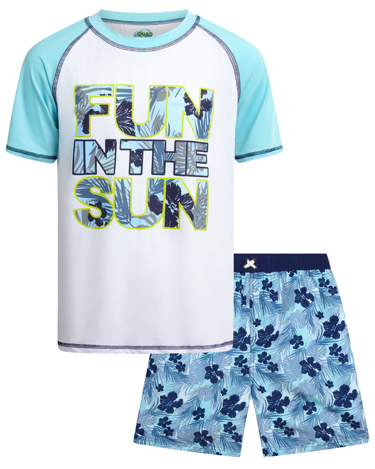 Quad Seven Boys' Rashguard Set - Short Sleeve Swim Shirt and Bathing ...