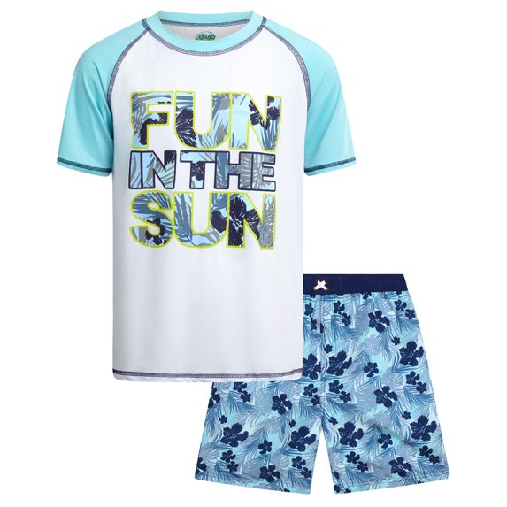 Quad Seven Boys' Rashguard Set - Short Sleeve Swim Shirt and Bathing ...