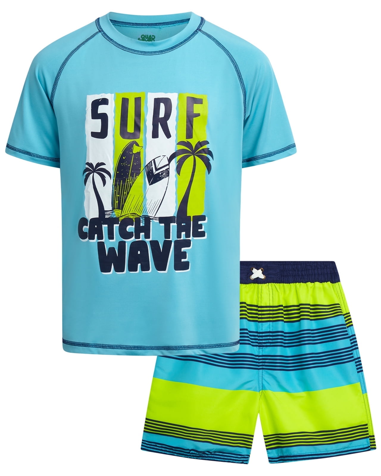Quad Seven Boys' Rashguard Set - Short Sleeve Swim Shirt and Bathing ...