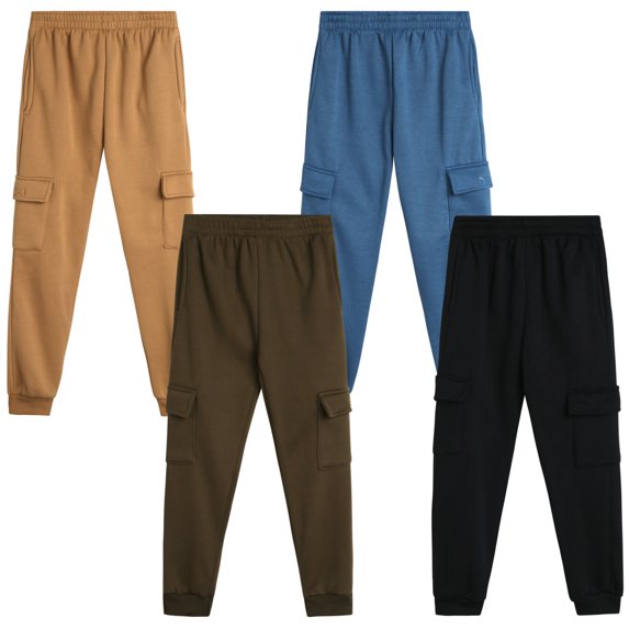 Quad Seven Boys' Sweatpants - 4 Pack Active Fleece Cargo and Basic ...