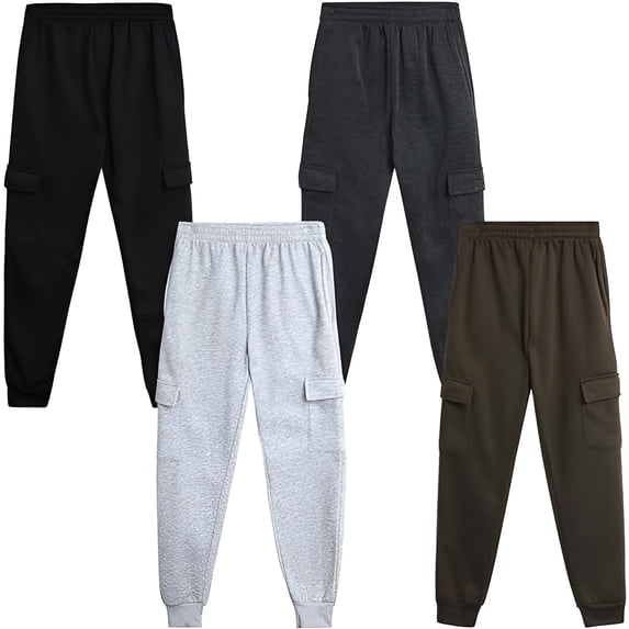 Quad Seven Lightweight Boys’ Sweatpants - 4 Pack Active Fleece Jogger ...