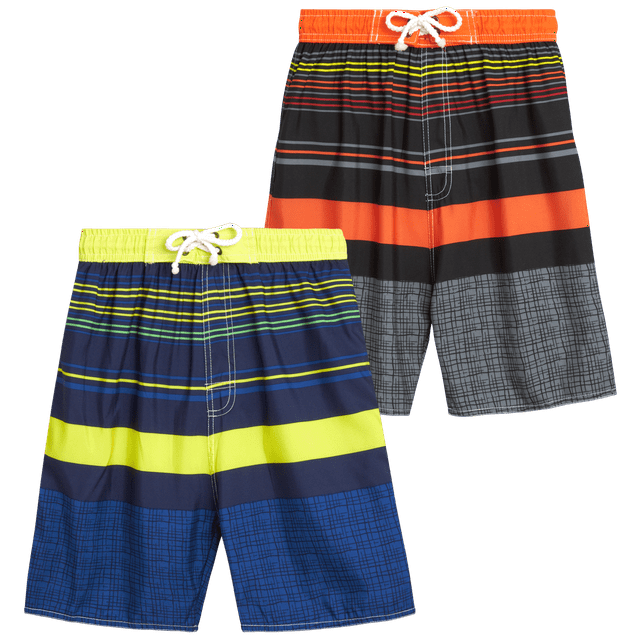 Quad Seven Boys' Swim Trunks - 2 Pack Basic Solid Quick Dry Board ...