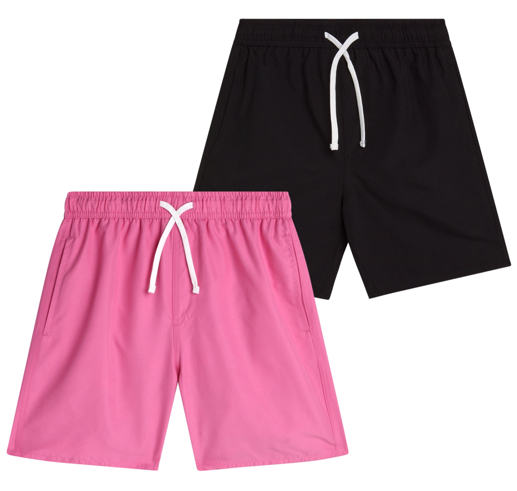 Quad Seven Boys' Swim Trunks - 2 Pack Basic Solid Quick Dry Board ...