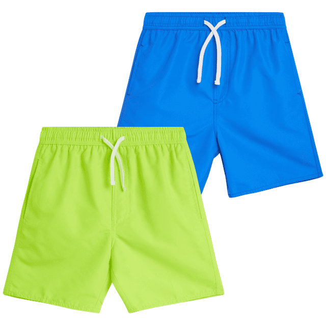Quad Seven Boys' Swim Trunks - 2 Pack Basic Solid Quick Dry Board ...