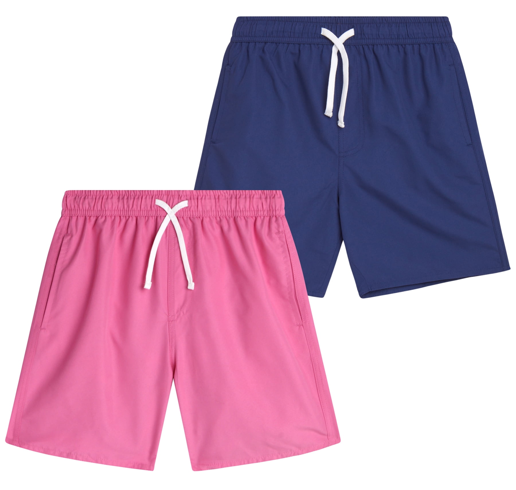 Quad Seven Boys' Swim Trunks - 2 Pack Basic Solid Quick Dry Board ...