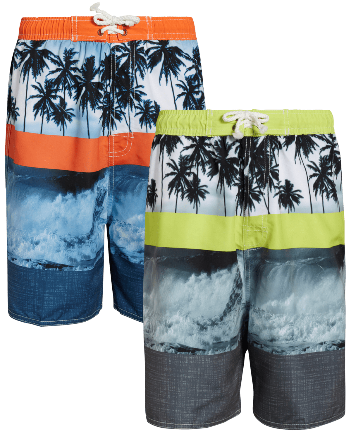 Quad Seven Boys' Size 8-18 Swim Trunks, 2 Pack Quick Dry Board Shorts ...