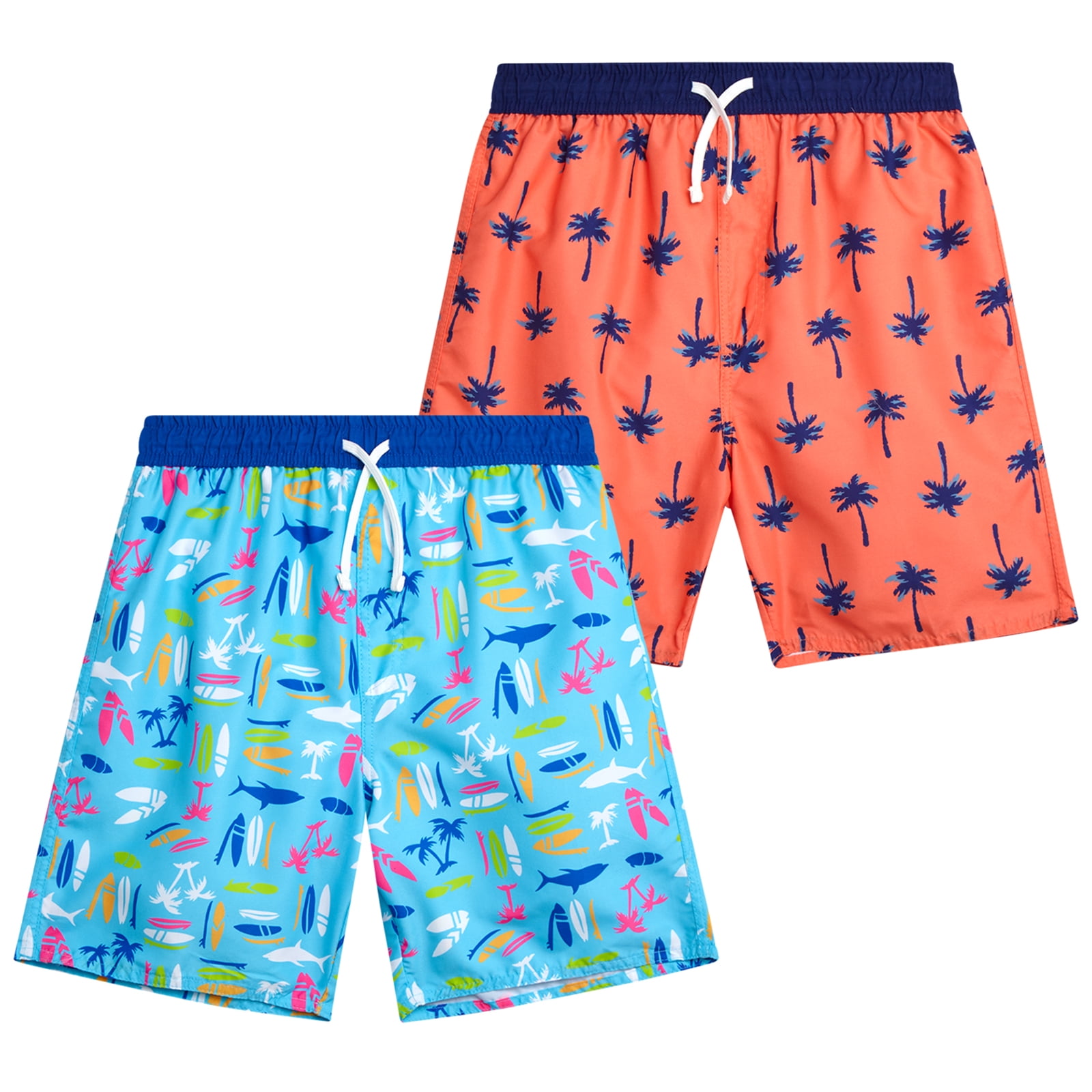Quad Seven Boys' Swim Trunks - 2 Pack Quick Dry Board Shorts Bathing ...