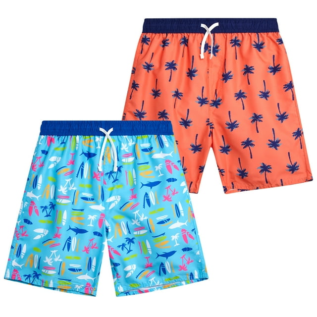 Quad Seven Boys' Swim Trunks - 2 Pack Quick Dry Board Shorts Bathing ...