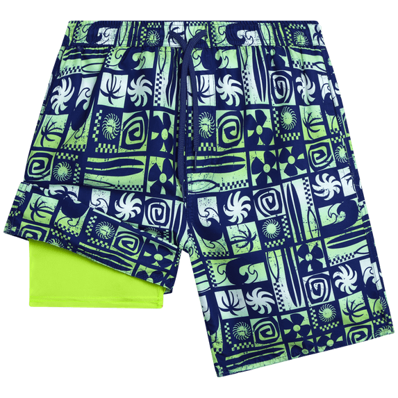 Quad Seven Boys Swim Trunks with Compression Liner, Quick Dry, UPF ...