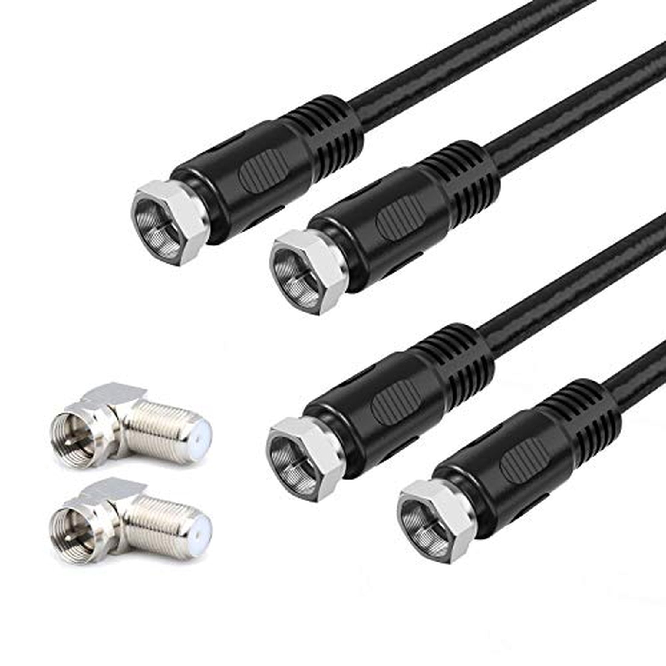 Quad Shield RG6 Coaxial Cable 3ft 2-Pack for TV Antenna Connection ...
