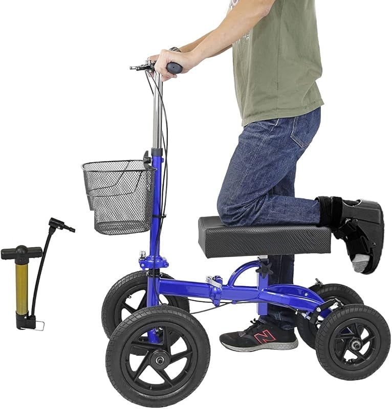 Quad All Terrain Foldable Medical Steerable Knee Walker Scooter, Blue ...