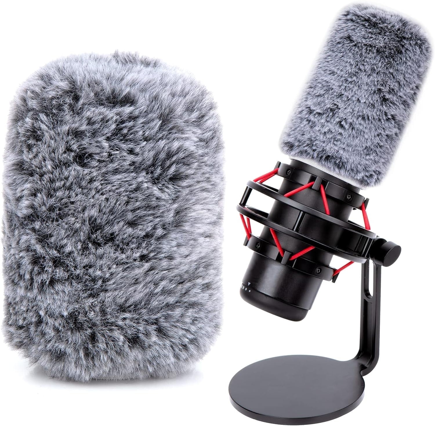 SUNMON QuadCast Microphone Windscreen, Furry Wind Cover Microphone Wind ...