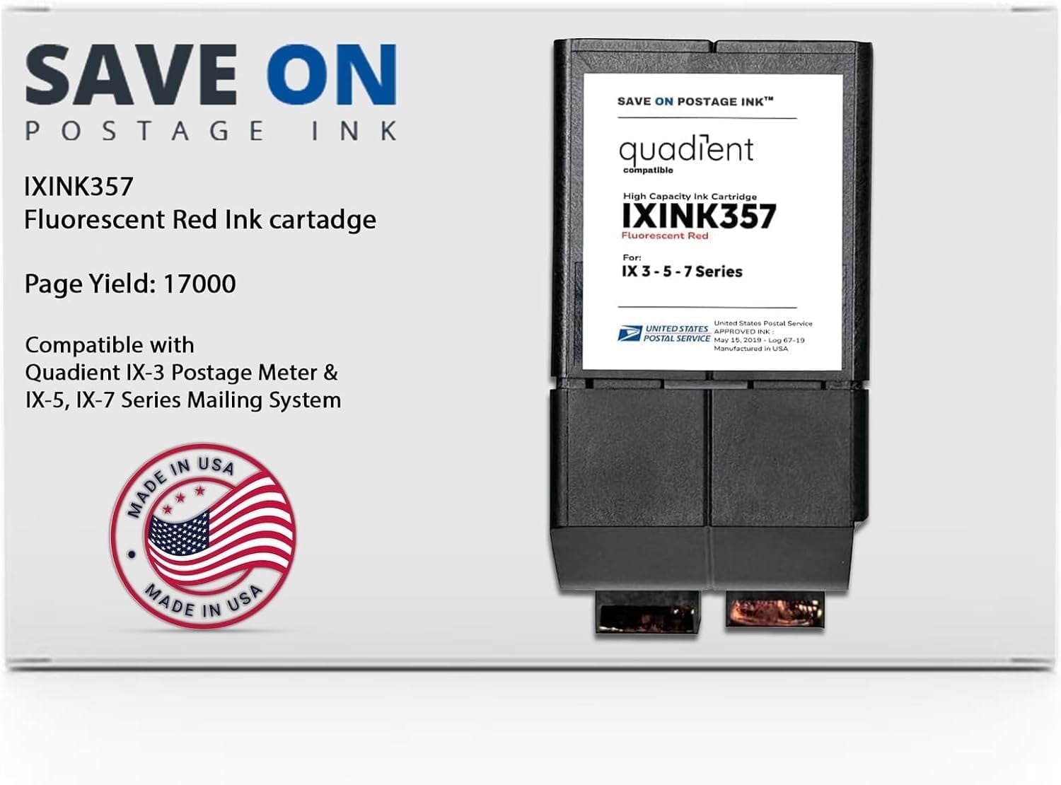 Quadient Neopost Compatible Ink Cartridge IXINK357 for IX-3, IX-5 & IX ...