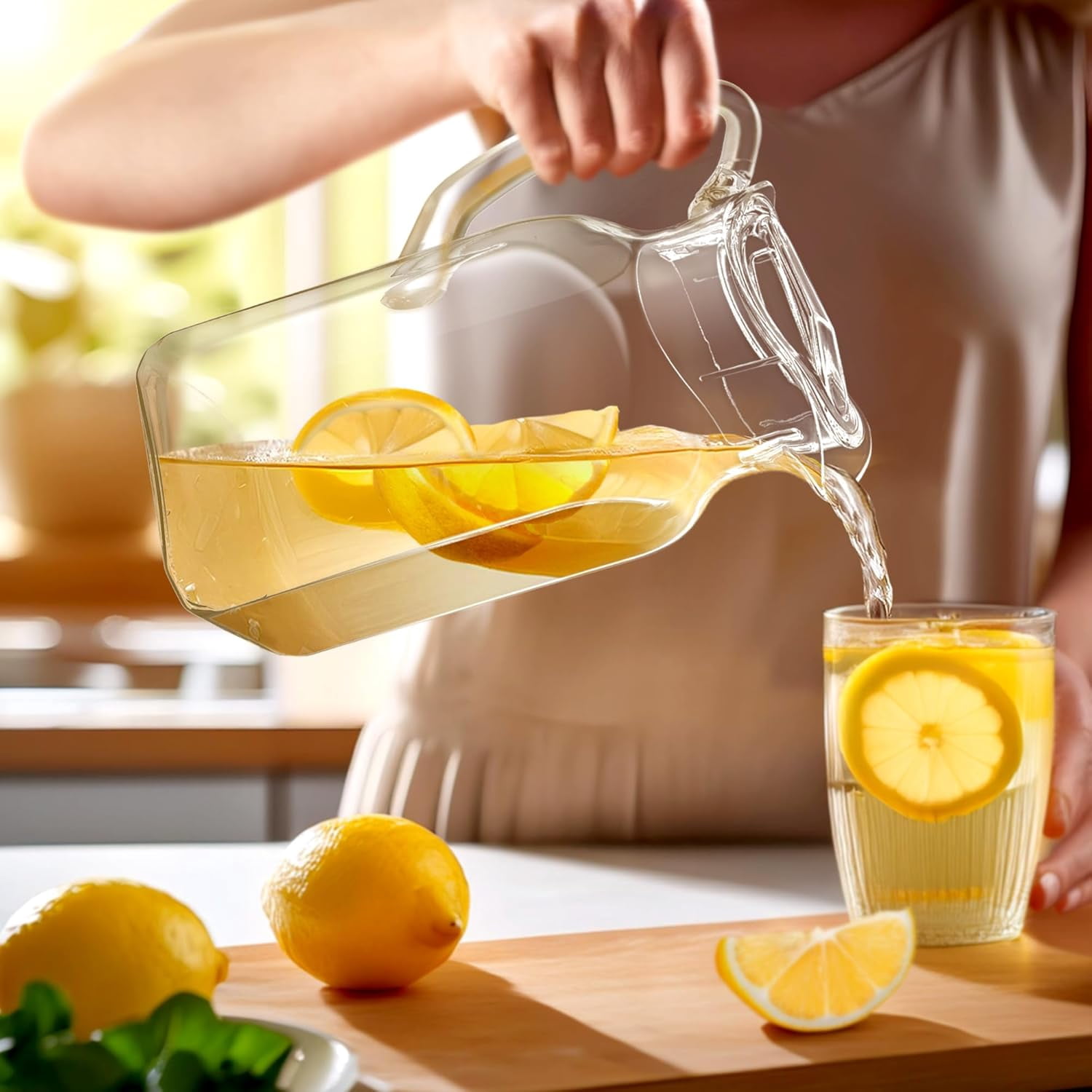 - Quadly - 2-Pack Acrylic Pitcher (64 oz), Clear Plastic Water Pitcher ...