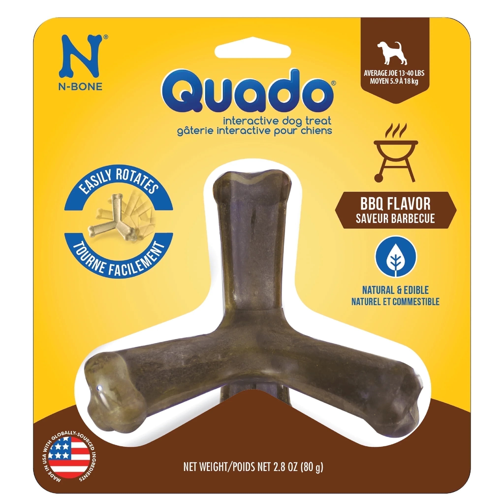 N-Bone® Quado® Dried Interactive Dog Chews. Barbecue Flavor, Average ...