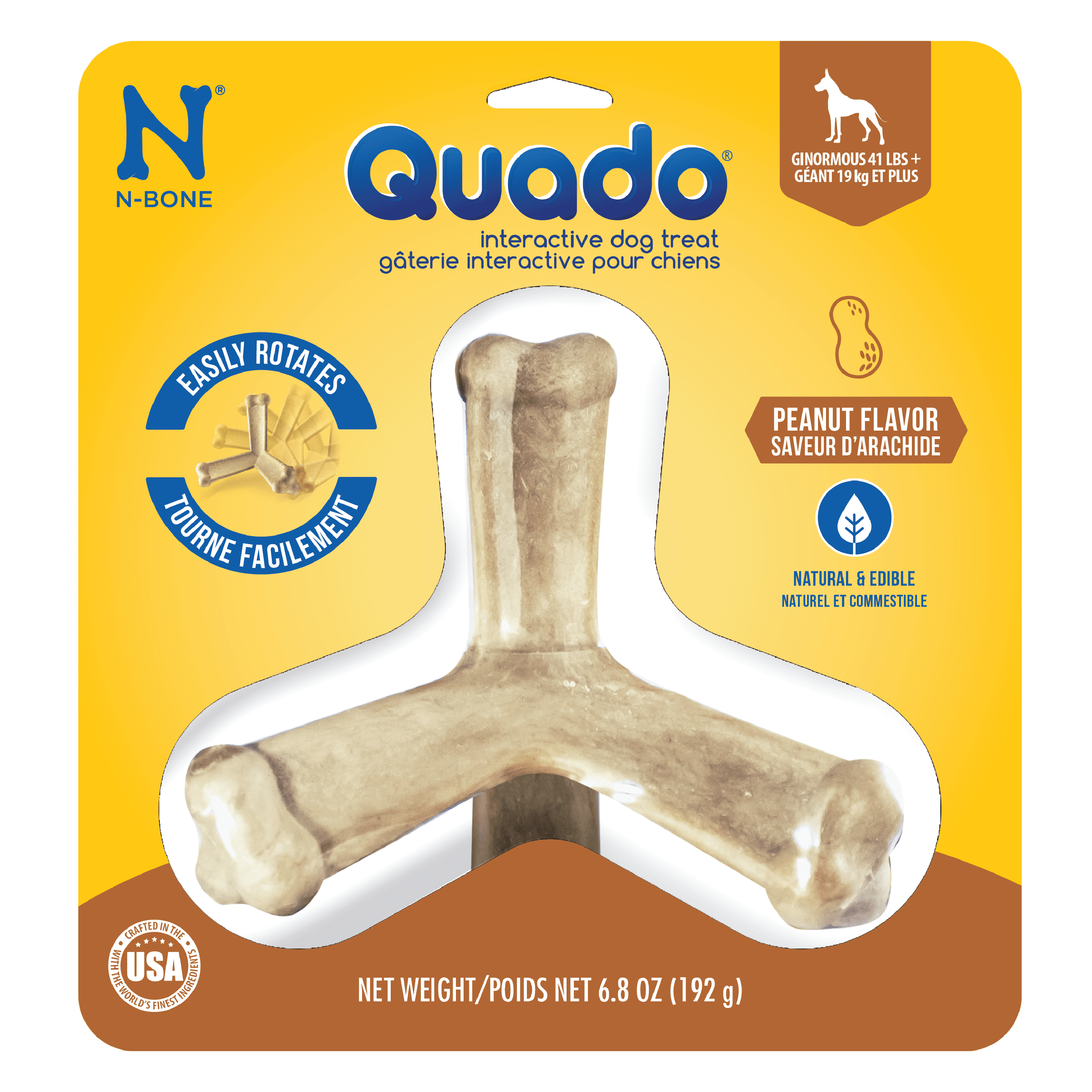 N-Bone® Quado® Dried Interactive Dog Chews, Peanut Flavor, Ginormous ...