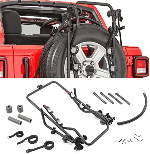 Quadratec 2-Bike Spare Tire Mount Bike Rack - Fits Jeep Wrangler 2018 ...