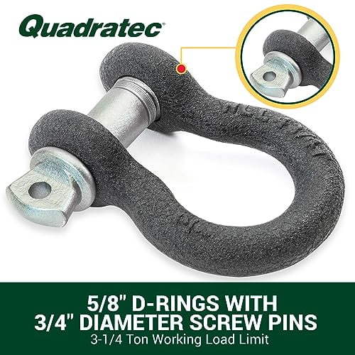 Quadratec 5/8" D-Ring Shackle - Textured Black Powder Coat Finish - 5/8 ...
