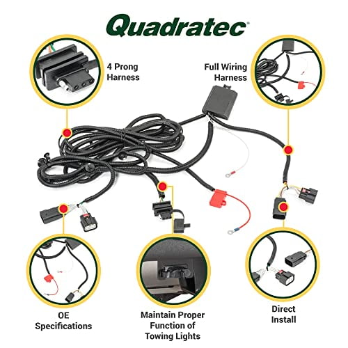 Quadratec Plug & Play Tow Hitch Wiring Harness - Fits Jeep Wrangler JL ...