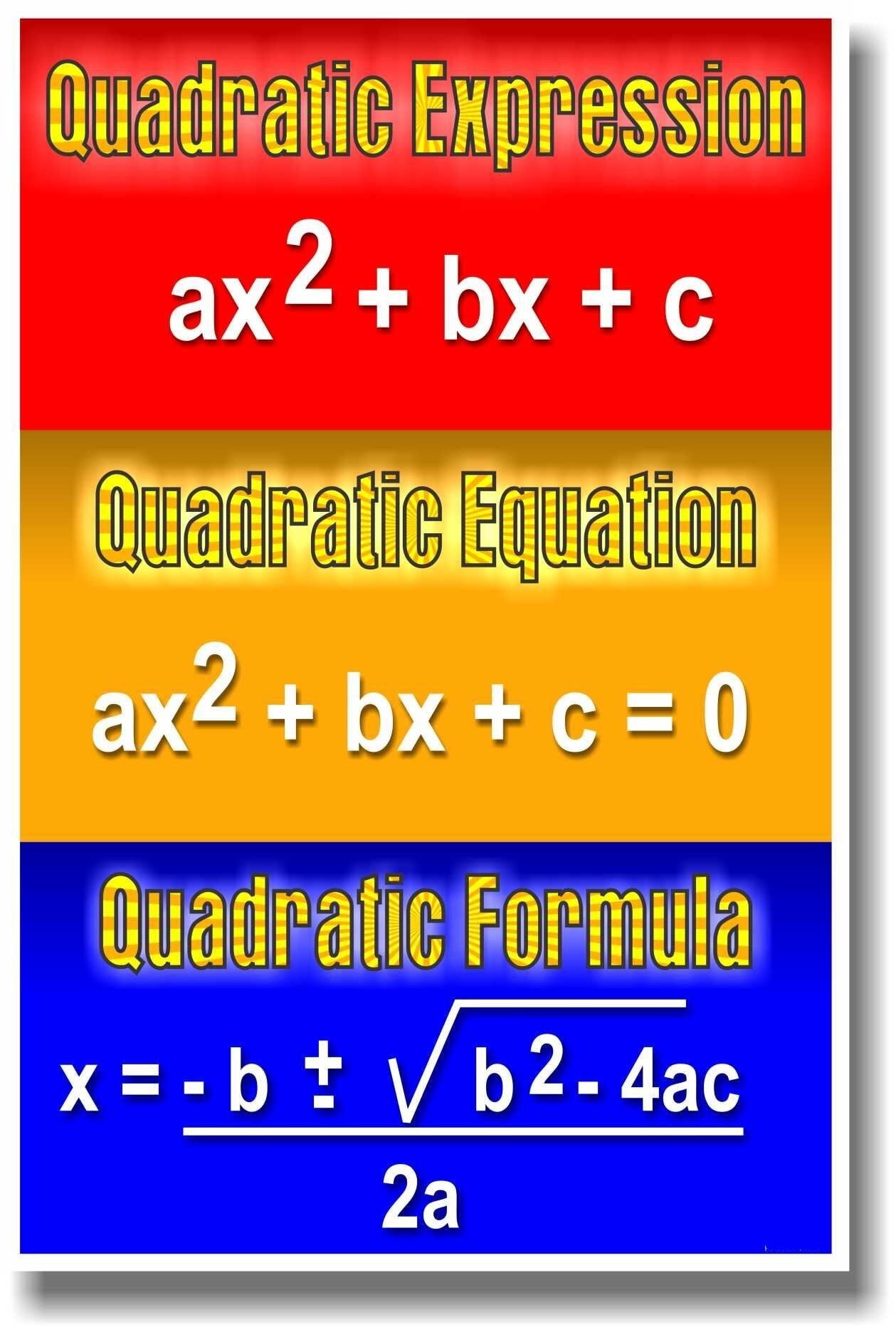 Quadratic Expression, Quadratic Equation, Quadratic Math Classroom ...
