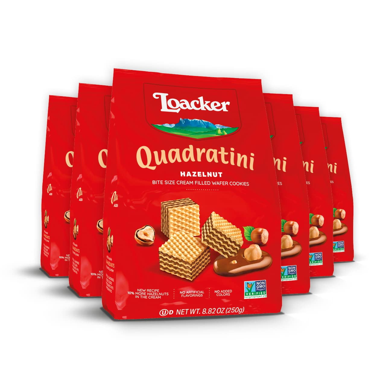 Quadratini Hazelnut, NON-GMO Bite-size Wafer Cookie, 8.82 oz, pack of 6 ...