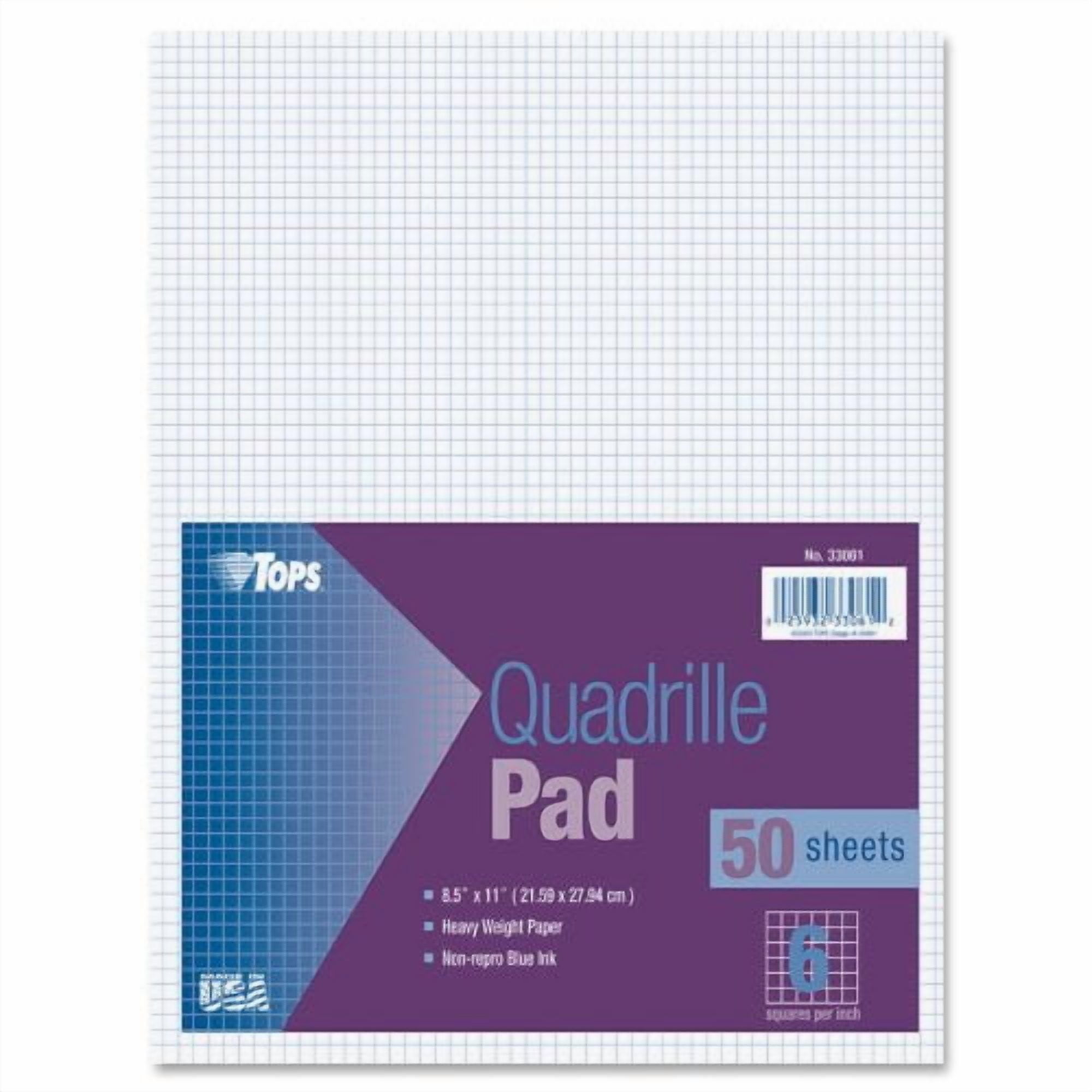 TOPS Quadrille Notepad, 6 sq/in Quadrille Rule, 8.5 x 11, White, 50 ...