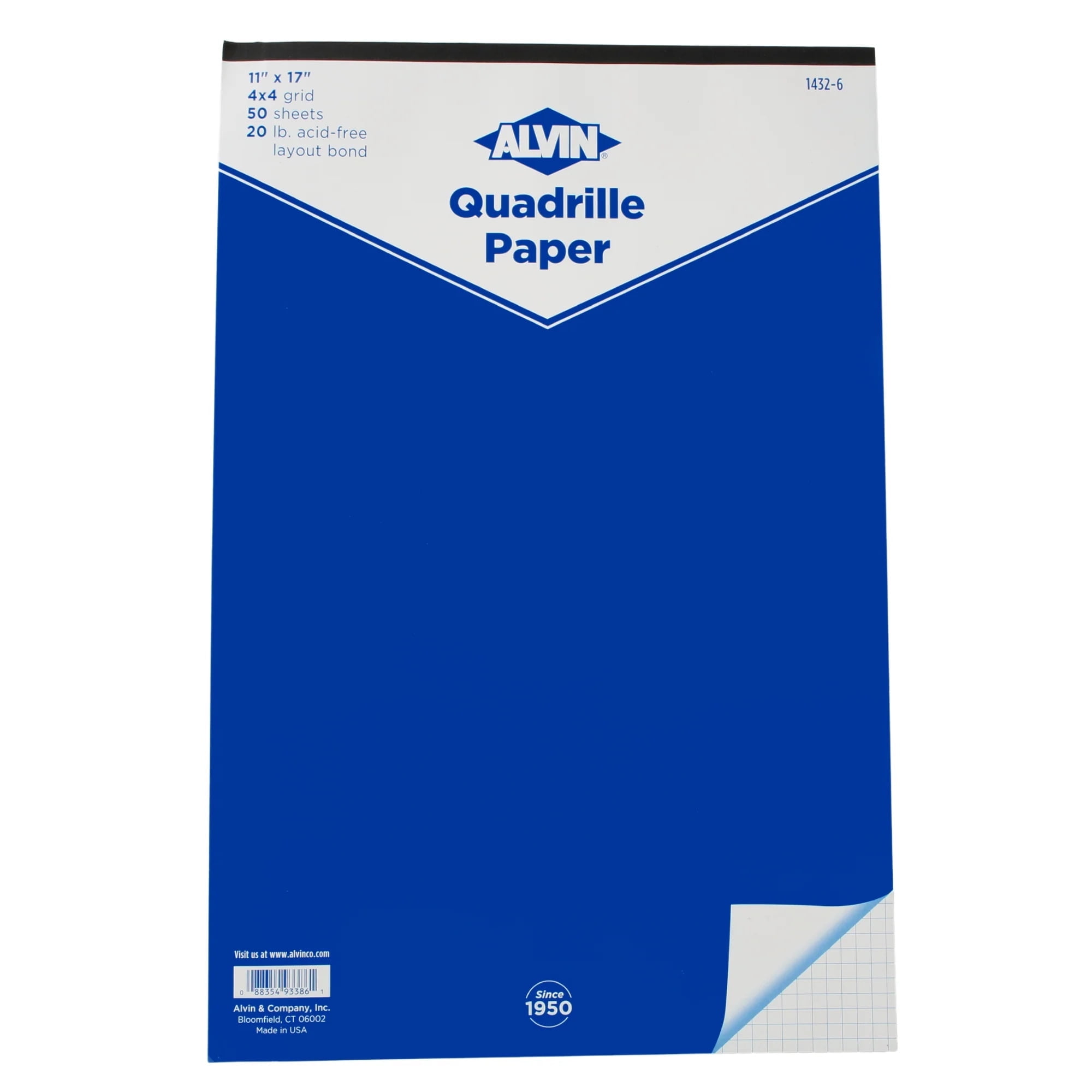 Alvin Quadrille Paper 4x4 Grid 50-Sheet Pad 11" x 17" - Walmart.com