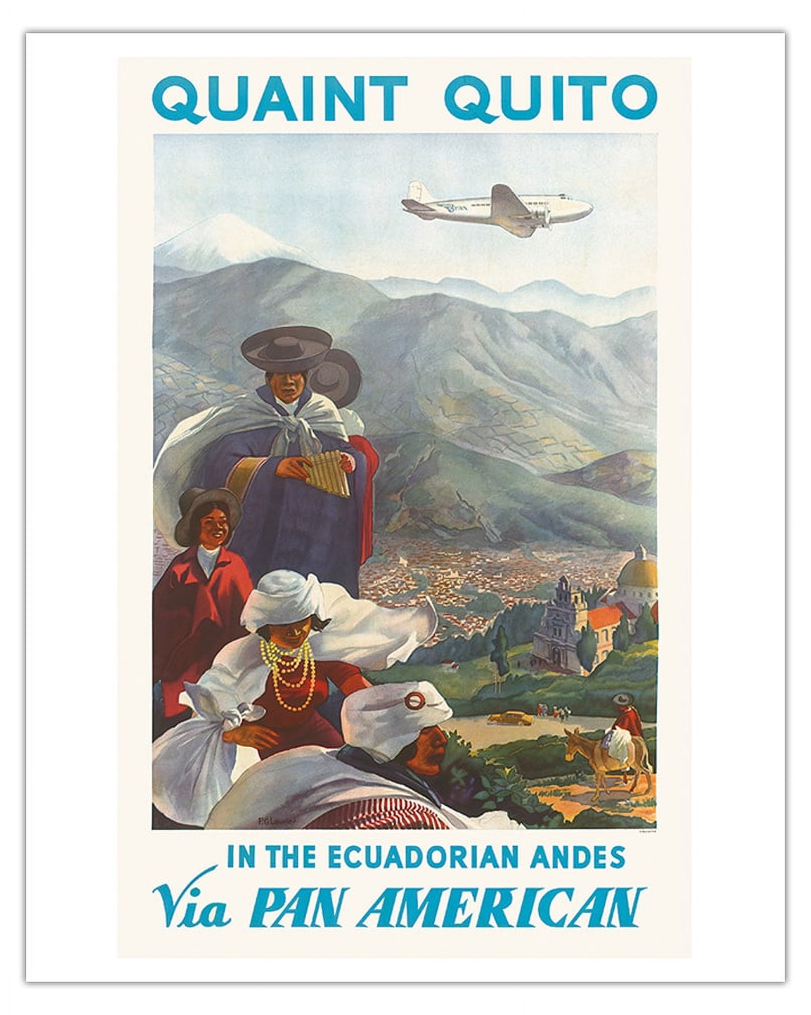 Quaint Quito - Ecuadorian Andes - Vintage Airline Travel Poster by Paul ...