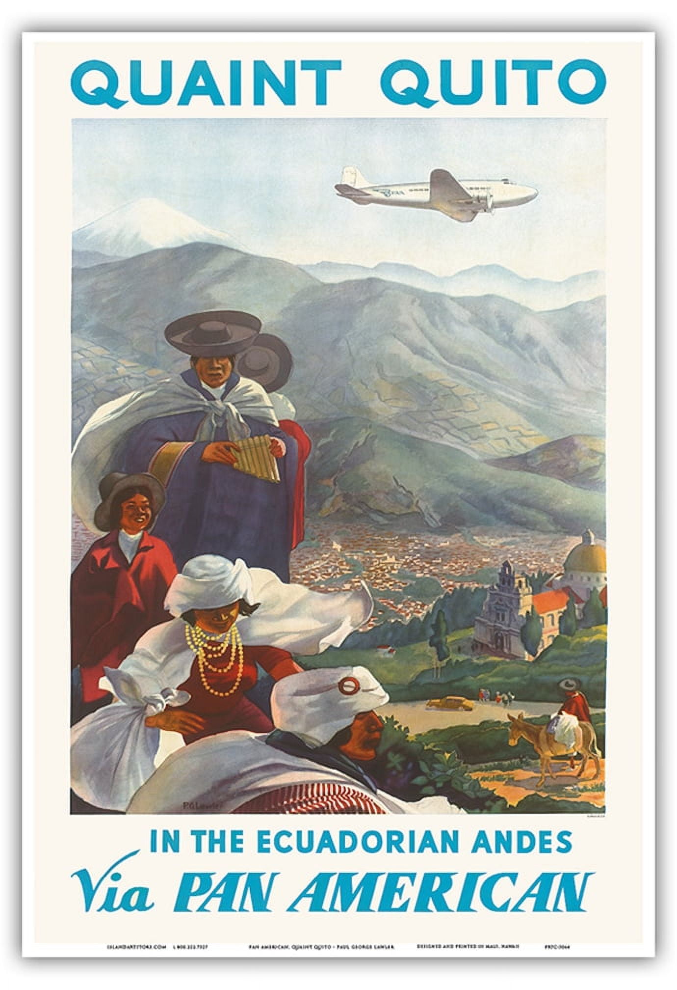 Quaint Quito - Ecuadorian Andes - Pan American Airways - Vintage Airline Travel Poster by Paul ...