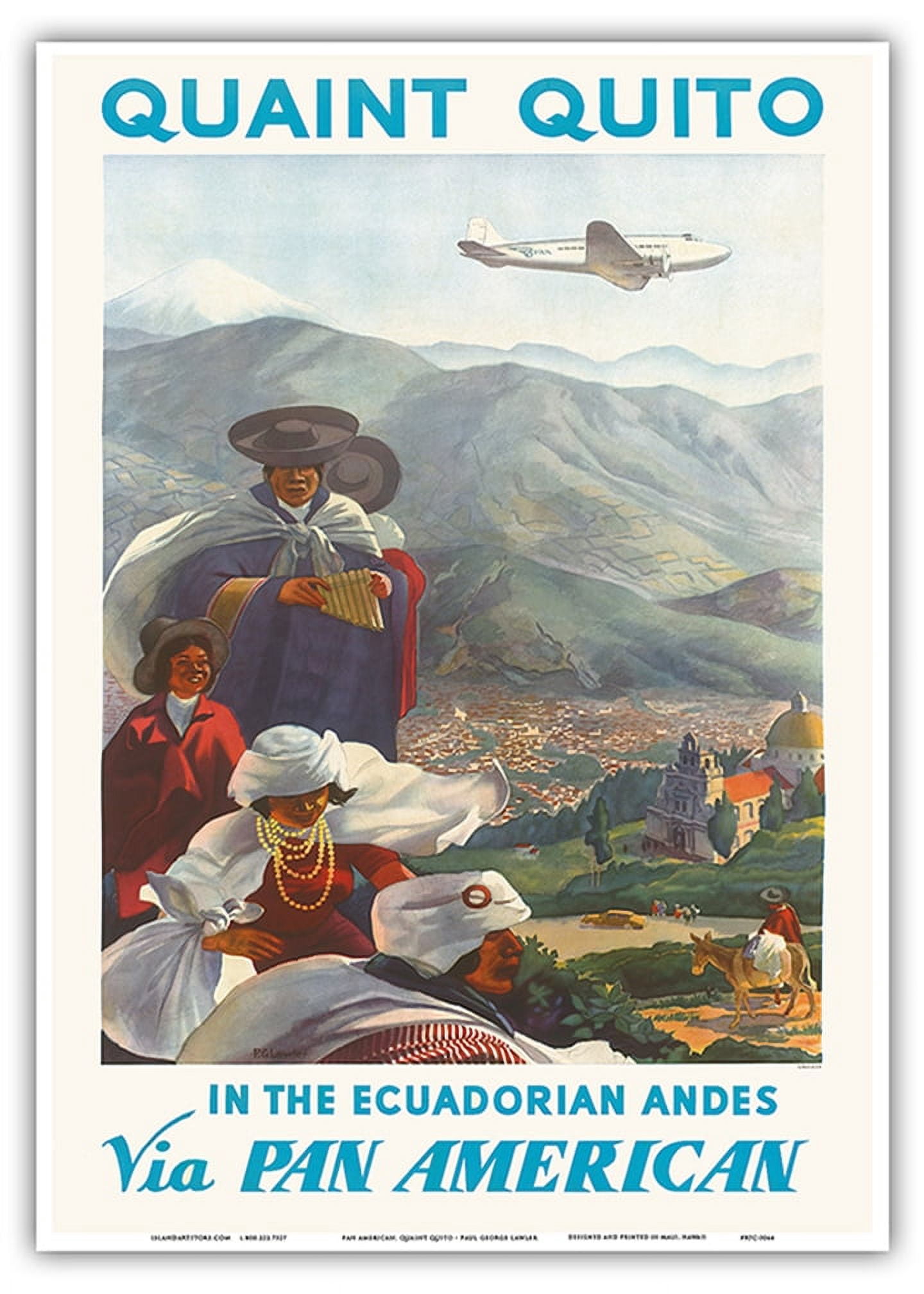 Quaint Quito - Ecuadorian Andes - Vintage Airline Travel Poster by Paul ...