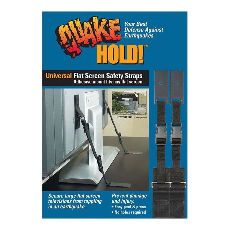 Quake Hold Universal Flat Screen TV Anti-Tip Straps, Adjustable, Fits ...