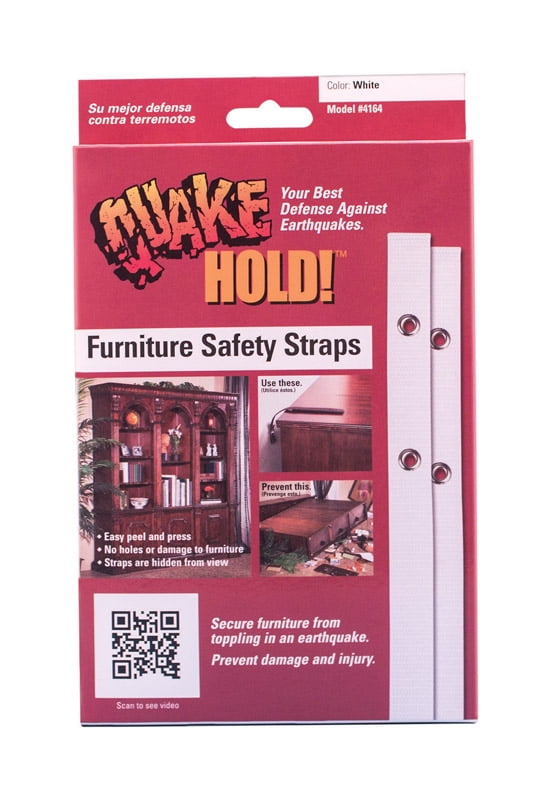 Quake Hold Ready America Nylon Self Adhesive Furniture Strap White ...