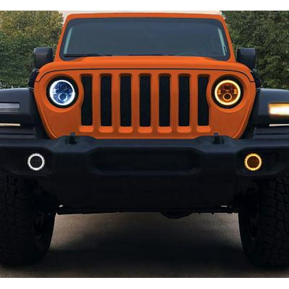 Quake LED QTE968 7 in. Headlights & 4 in. Fog Lights for 2018 Jeep Wrangler JK, CJ & TJ ...