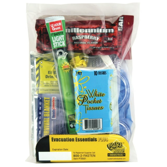 QuakeHOLD! 10-Piece Evacuation Essentials Emergency Preparedness Kit, 6 ...