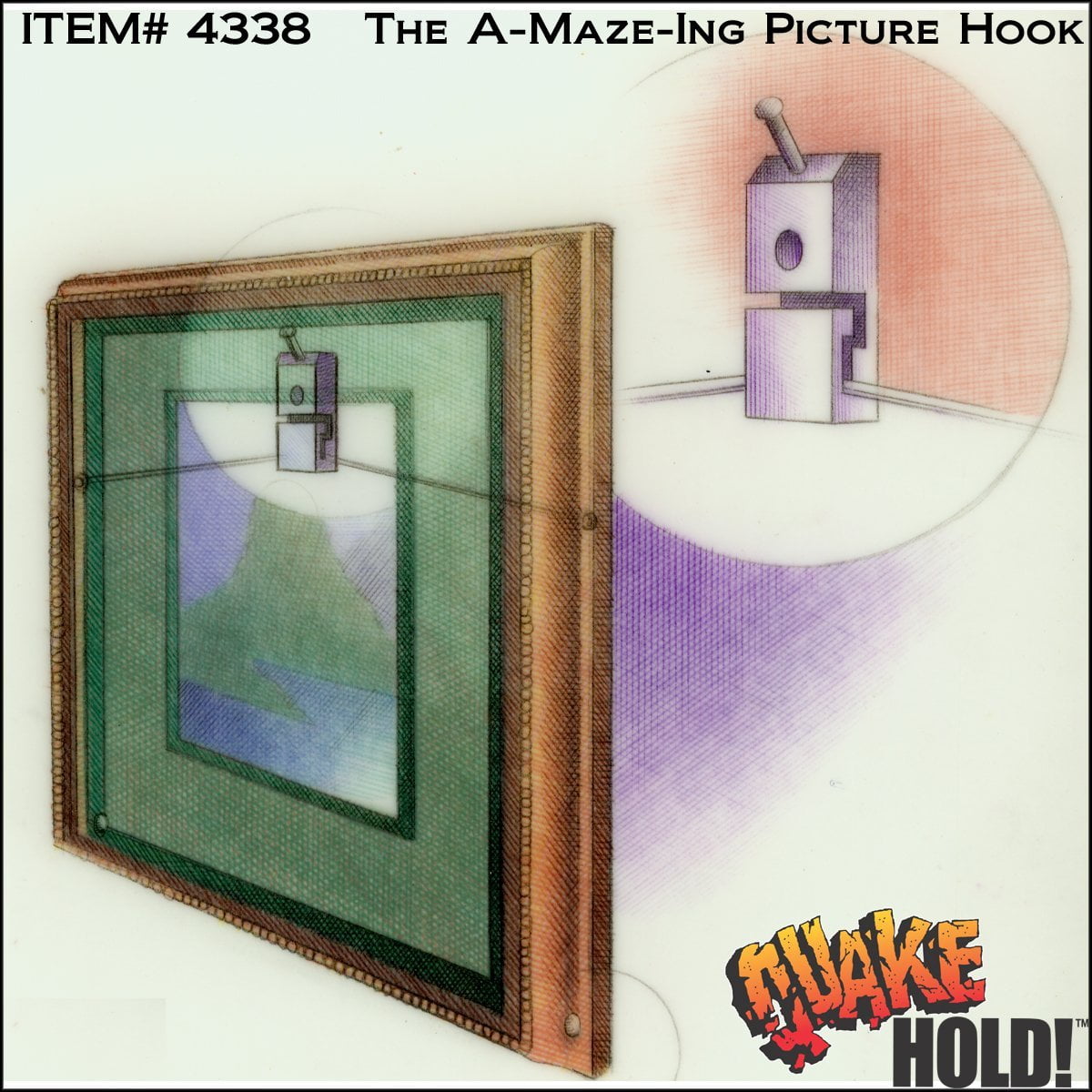 Quakehold! 4338 Ready America Anti-Fall Heavy Duty Picture Hook, 4 ...