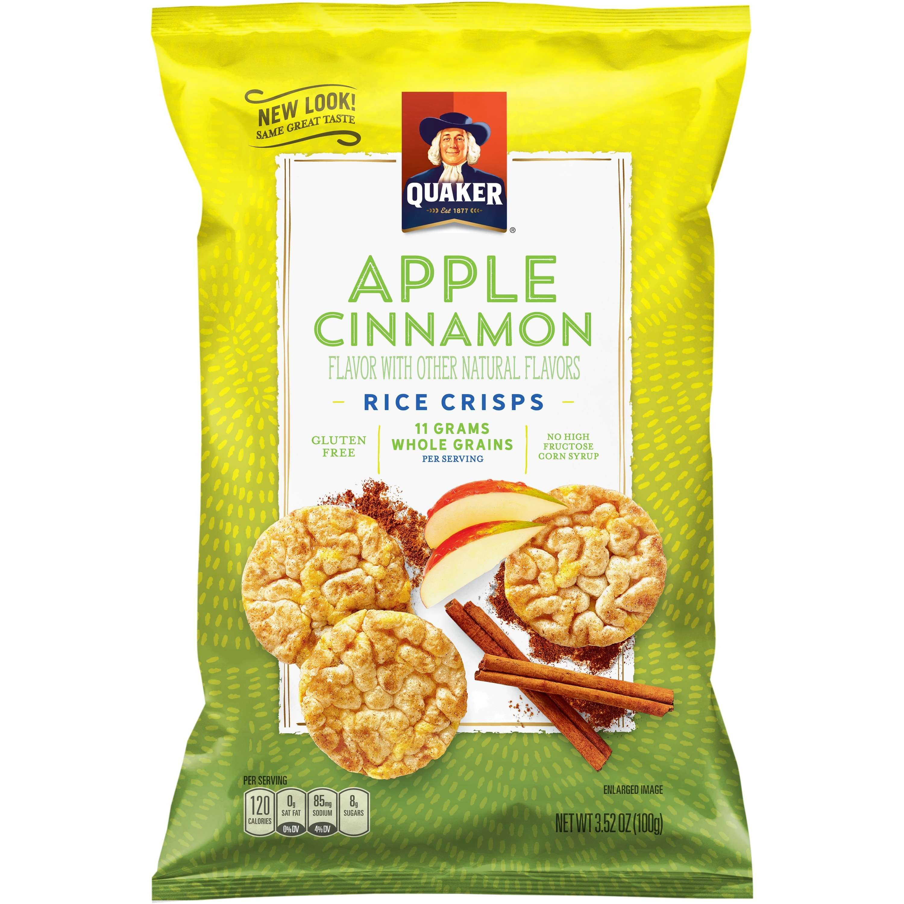 Quaker Gluten-Free Apple Cinnamon Rice Crisps, Crunchy Snack, Puffed, 3 ...