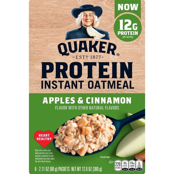 Quaker Apple & Cinnamon Protein Instant Oatmeal - 6 ct - Pack of 2 ...