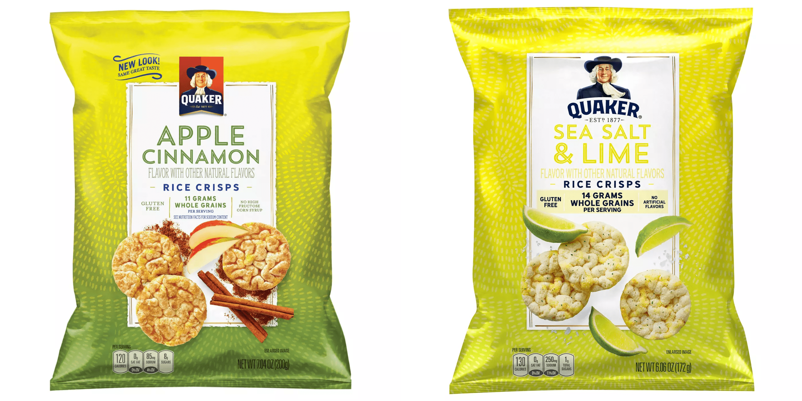 Quaker Apple Cinnamon Rice Crisps, 7.04 oz & Quaker Sea Salt & Lime ...